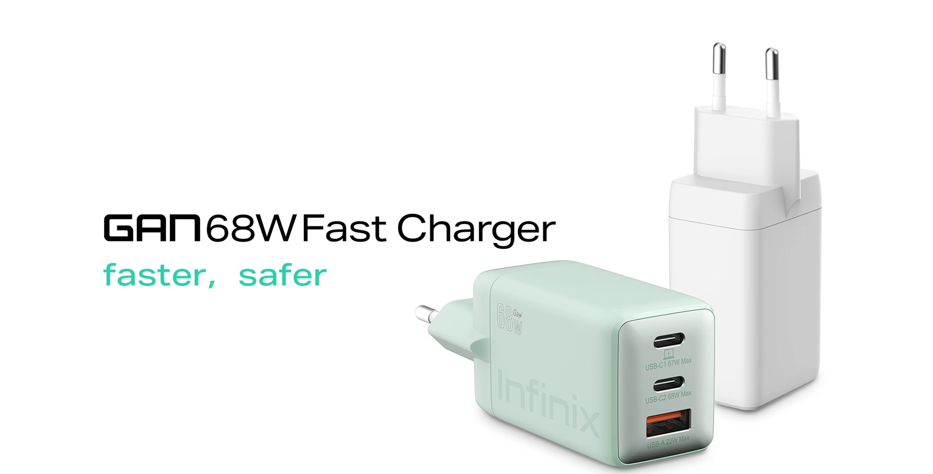 Infinix 68W GAN Fast Charger with Braided Type C Cable