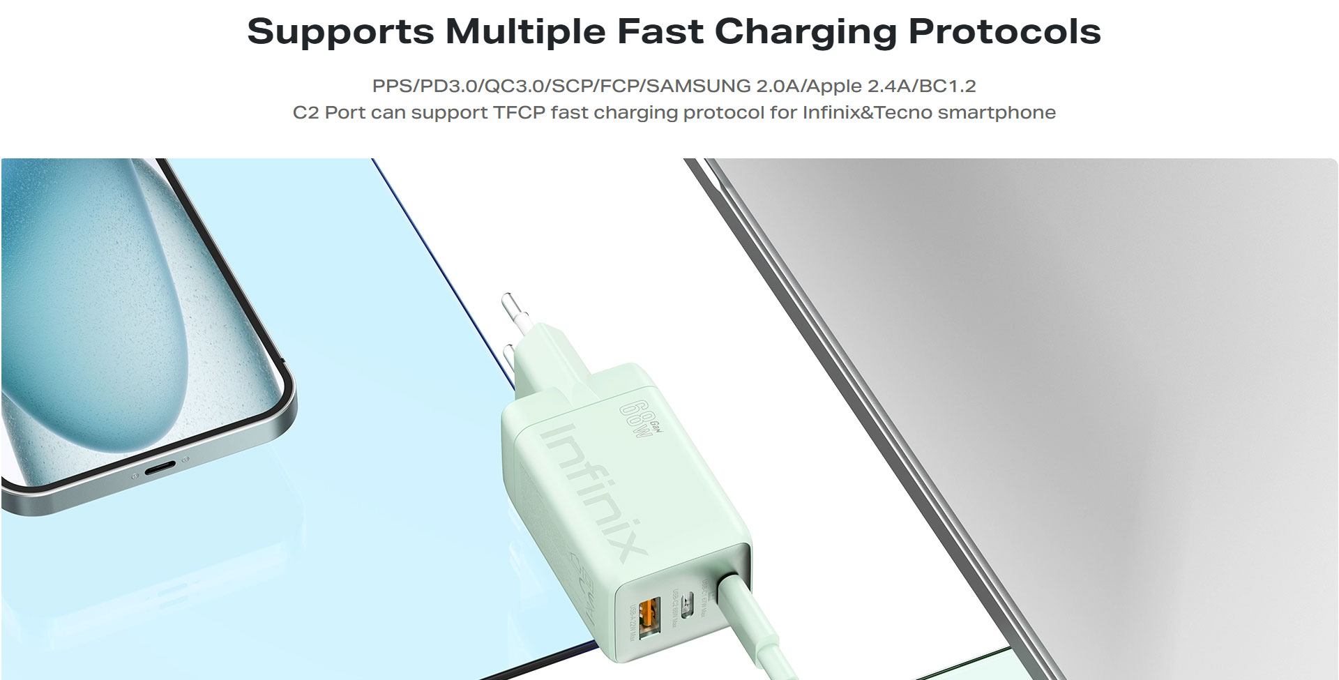 Infinix 68W GAN Fast Charger with Braided Type C Cable