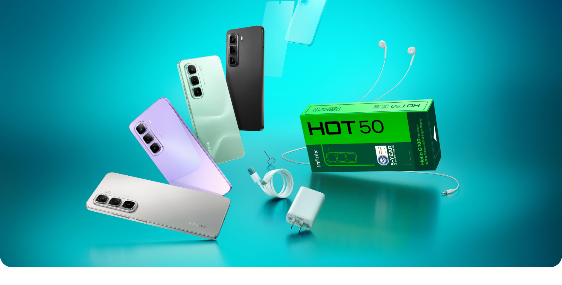 Infinix Hot 50 (8GB/128GB) With Free Gifts of Beltou Earpods B09